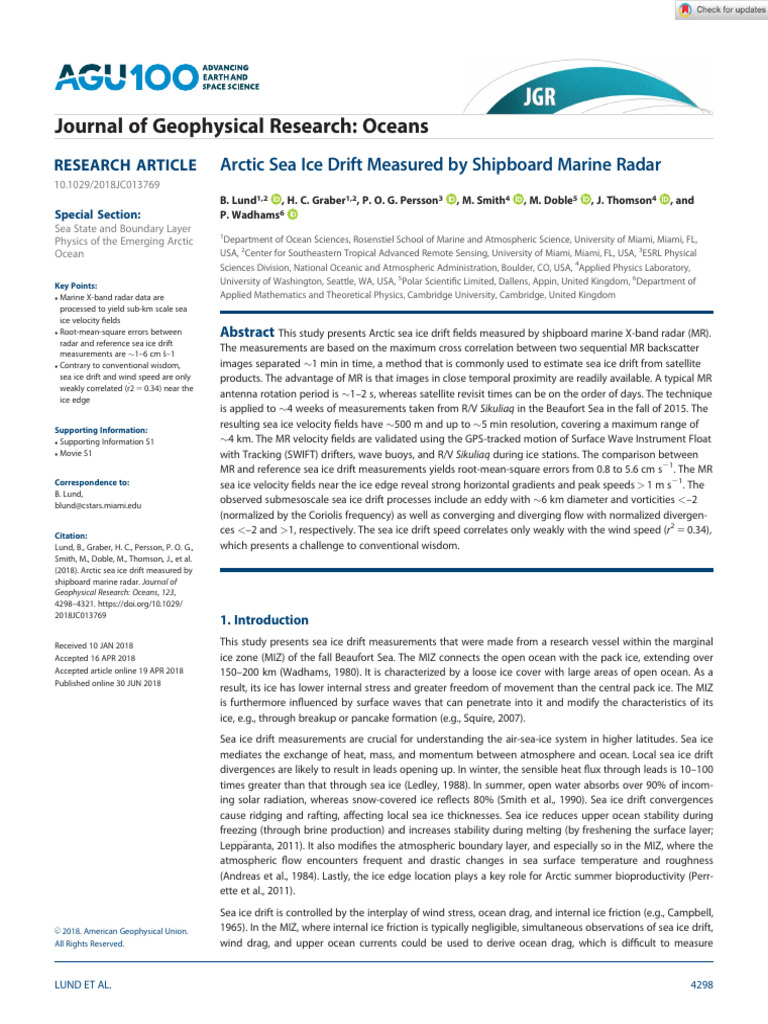 JGR Oceans - 2018 - Lund - Arctic Sea Ice Drift Measured by Shipboard ...