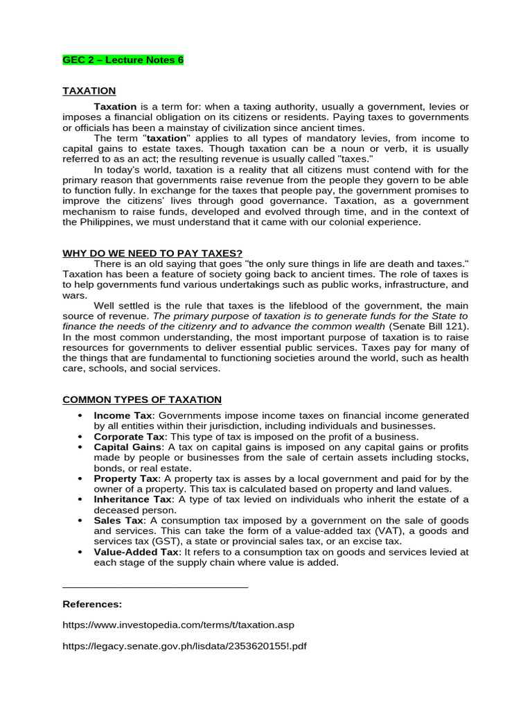 GEC 2 - Note 6 | PDF | Taxes | Value Added Tax