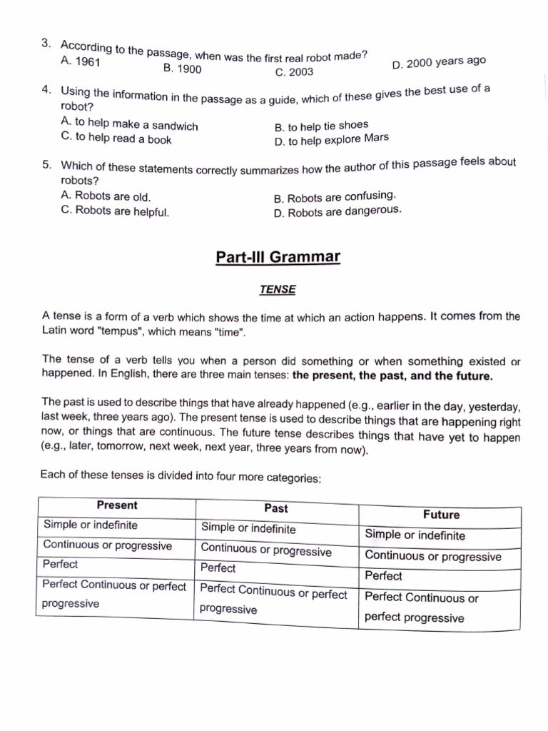 Tense 1 | PDF | Perfect (Grammar) | Grammatical Tense