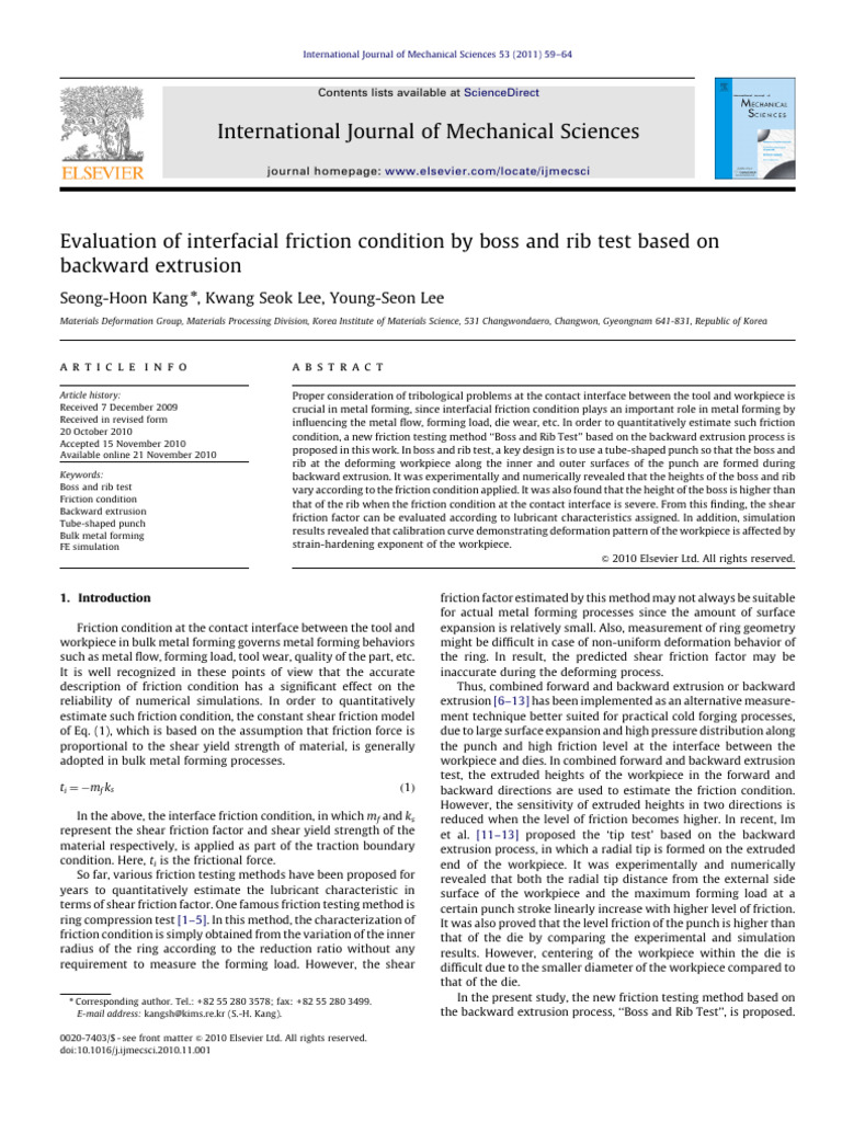 Boss and Rib Test for Friction Evaluation | PDF | Strength Of Materials ...