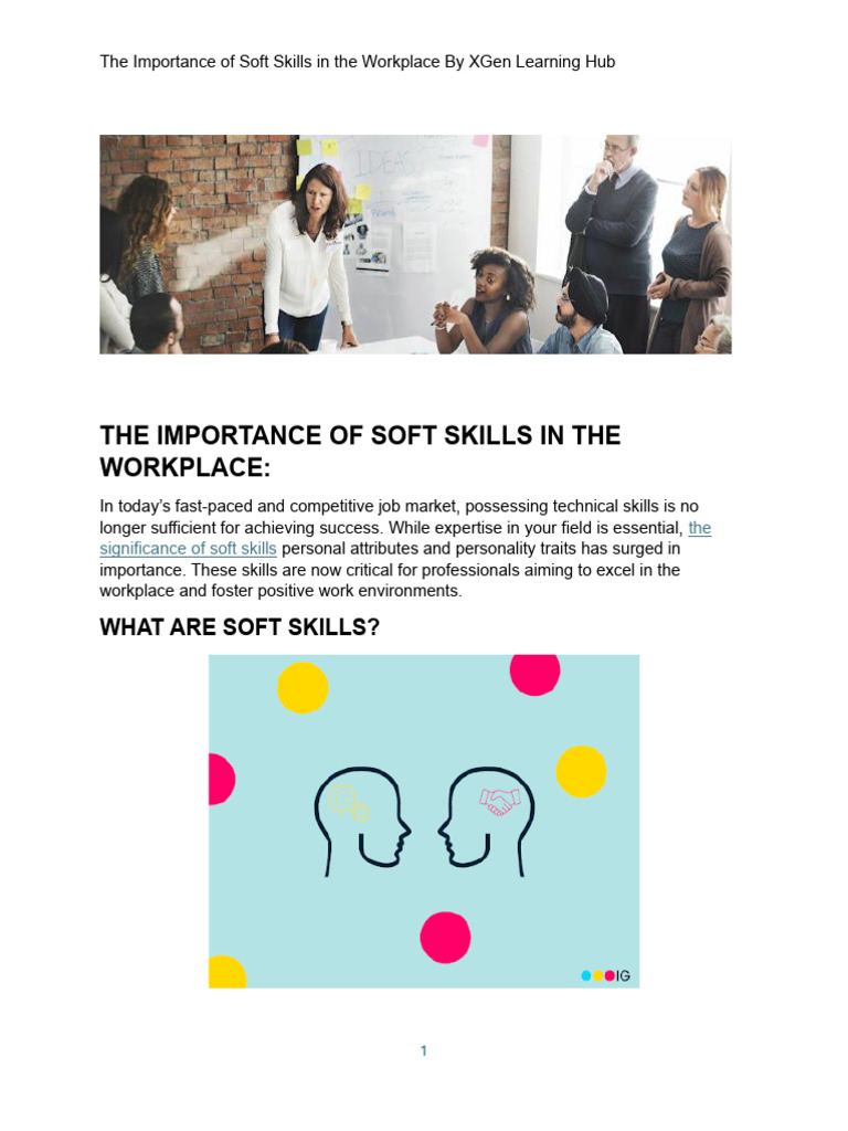 The Importance of Soft Skills in The Workplace by XGen Learning Hub ...
