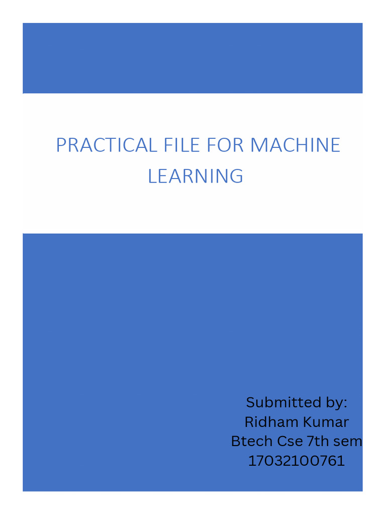 Sec-D ML Practical File PDF | PDF | Machine Learning | Python (Programming Language)