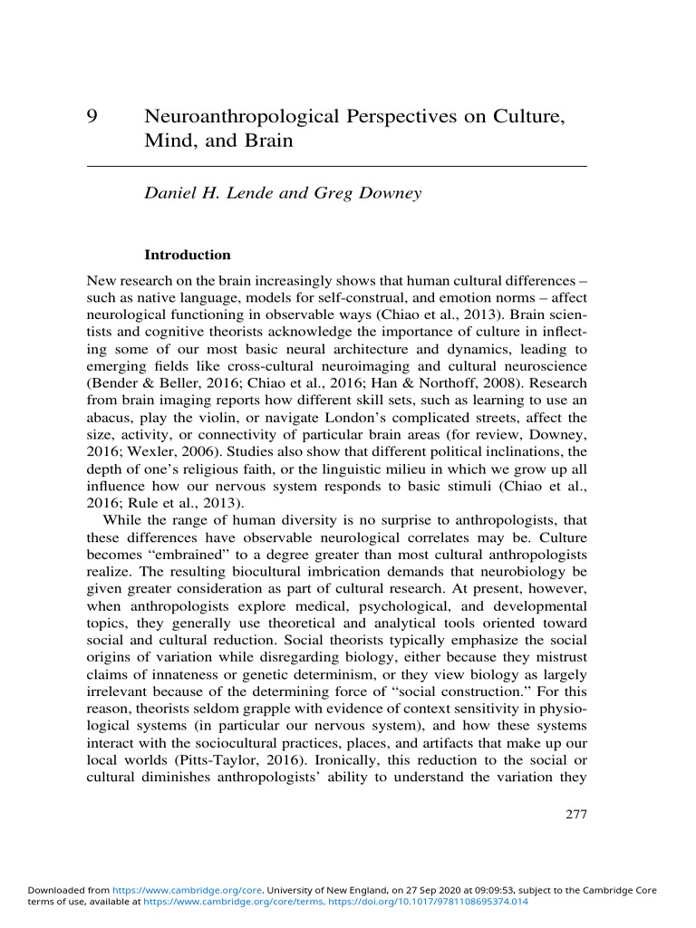 Neuroanthropology | PDF | Behavioural Sciences | Cognitive Science