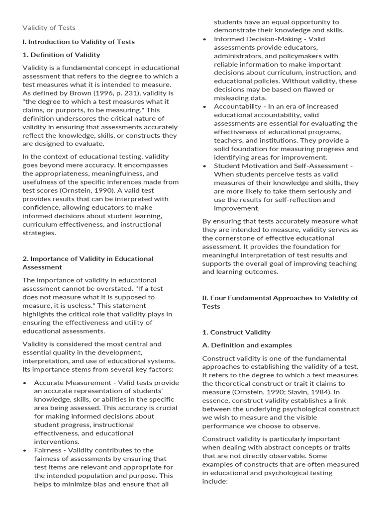 Validity Module | PDF | Validity (Statistics) | Educational Assessment