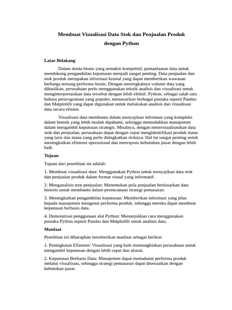 Visualisasi Data Stok & Penjualan Python | PDF