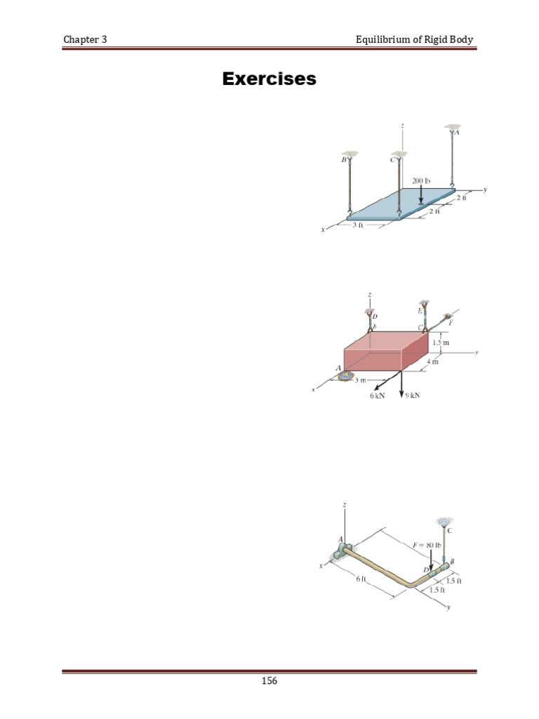 Ex - Equlibrium of Rigid Body 3D | PDF | Force | Mechanics