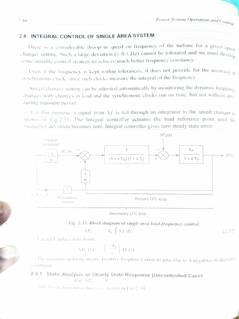 Integral Control of Single Area System | PDF