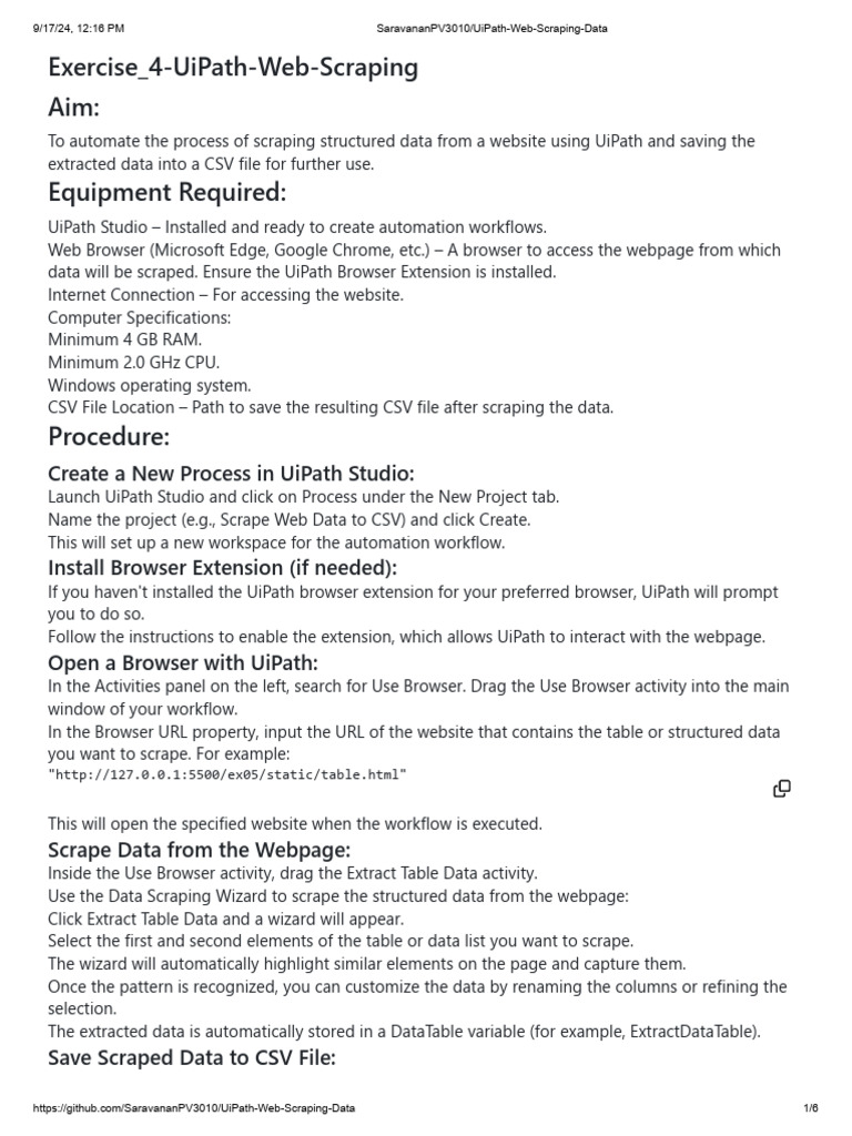 SaravananPV3010 - UiPath Web Scraping Data | PDF | Comma Separated ...