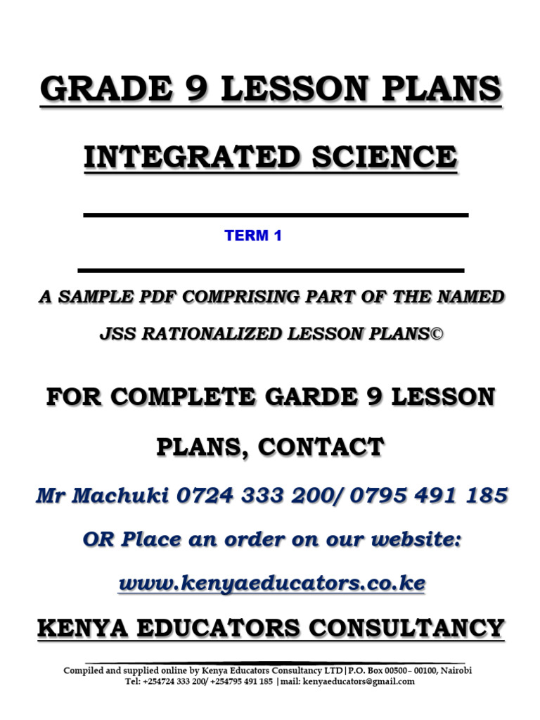 Int Sci Grade 9 T1 Lesson Plans | PDF | Atoms | Chemistry
