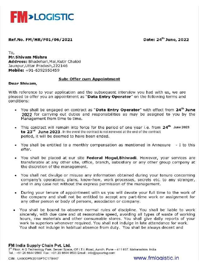 Offer Letter | PDF