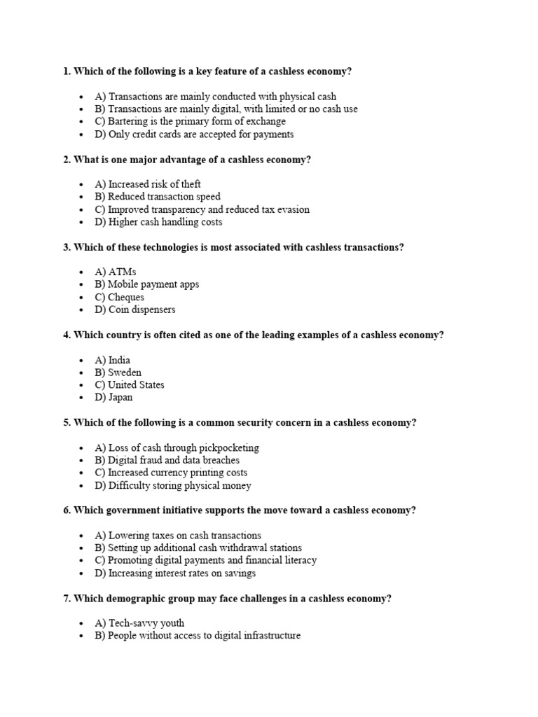 Key Features of a Cashless Economy | PDF