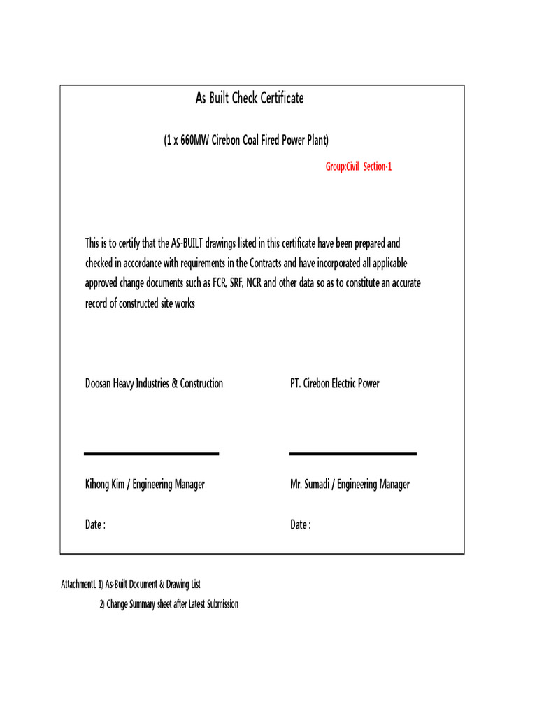 As Built Certificate & List - Civil Section-1 | PDF | Deep Foundation ...
