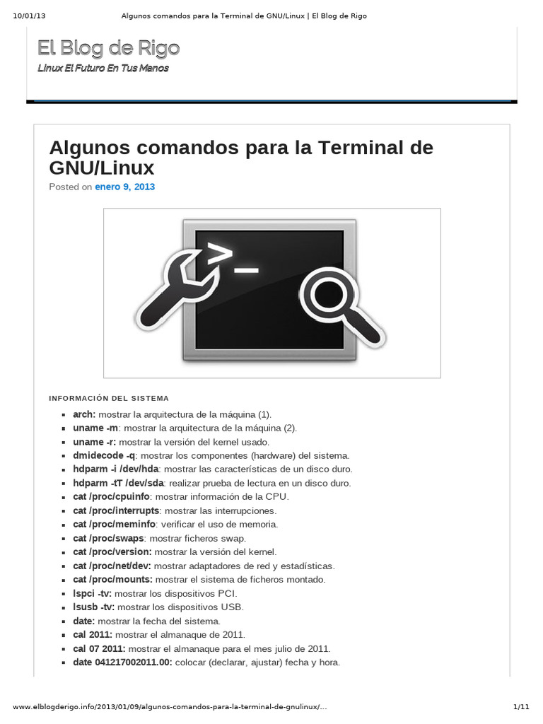 Algunos Comandos para Terminales de GNU-Linux | PDF | Dirección IP | Archivo de computadora