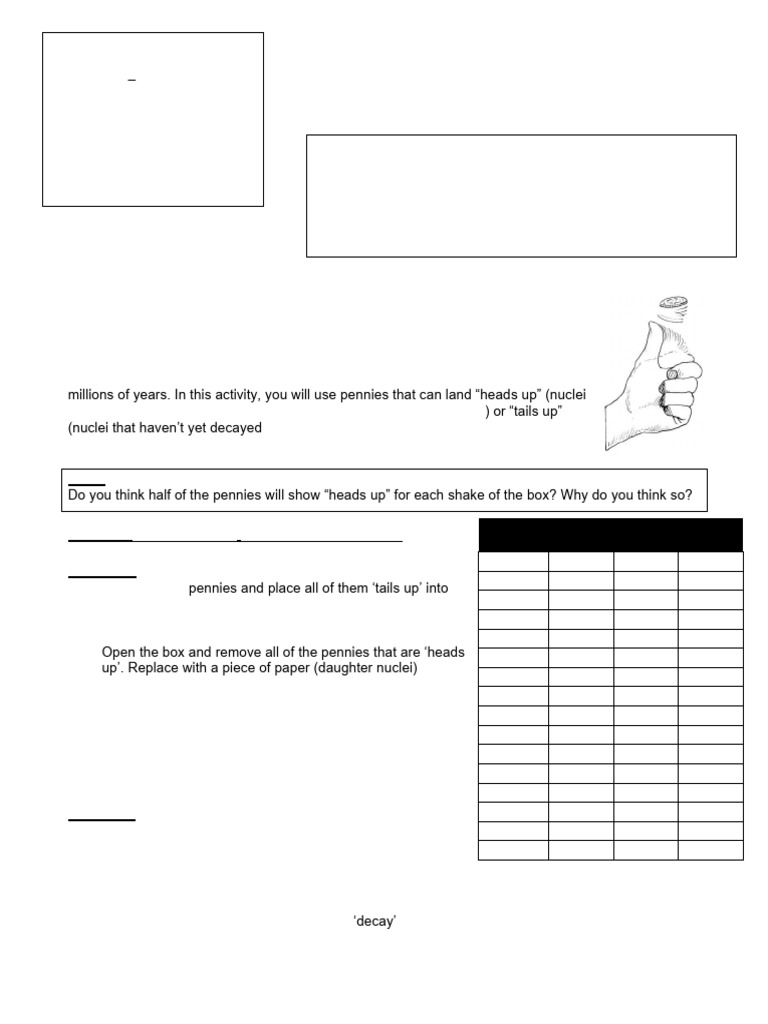 Half-Life Simulation with Pennies Lab | PDF | Radioactive Decay ...