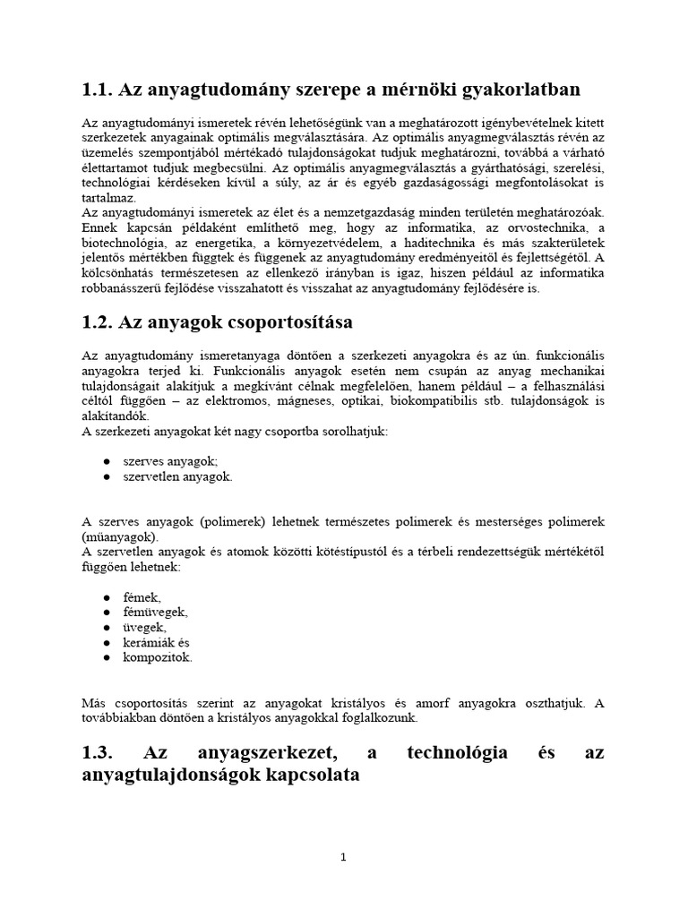 Mészáros Anyagismeret | PDF