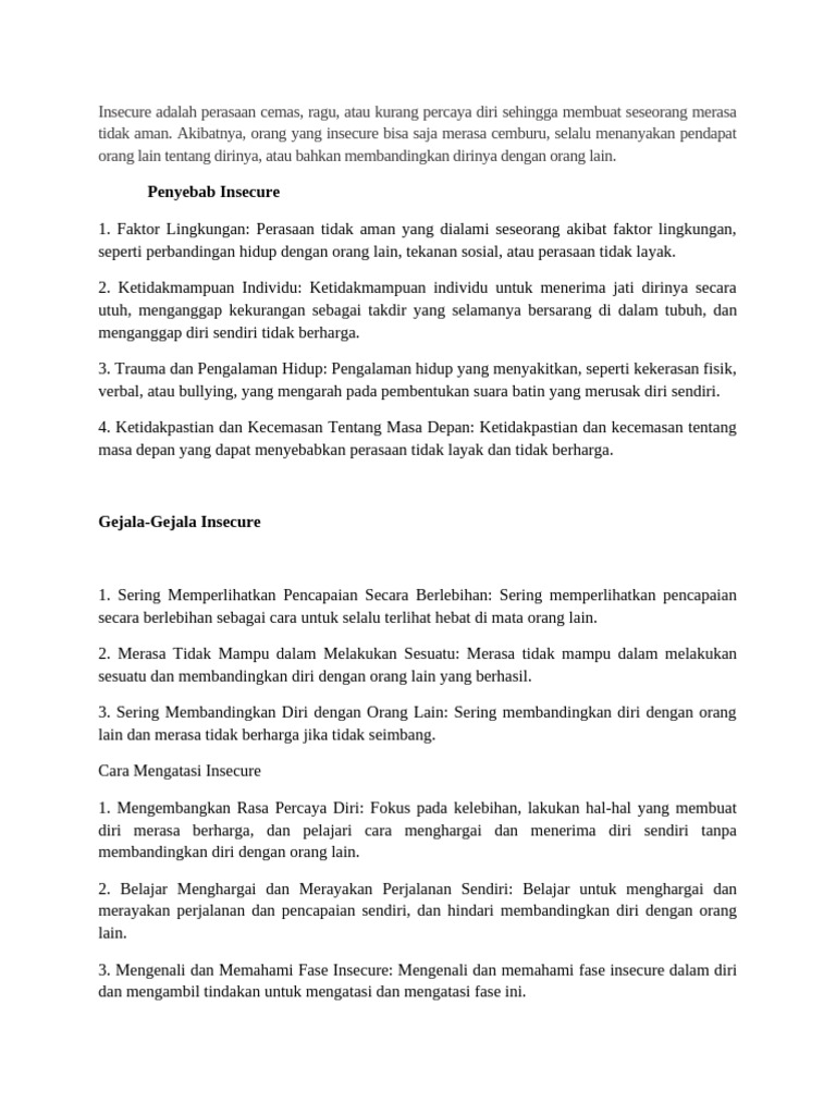 Materi UTS OVERCOME INSECURITIES | PDF