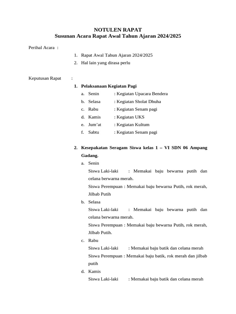 Notulen Rapat | PDF