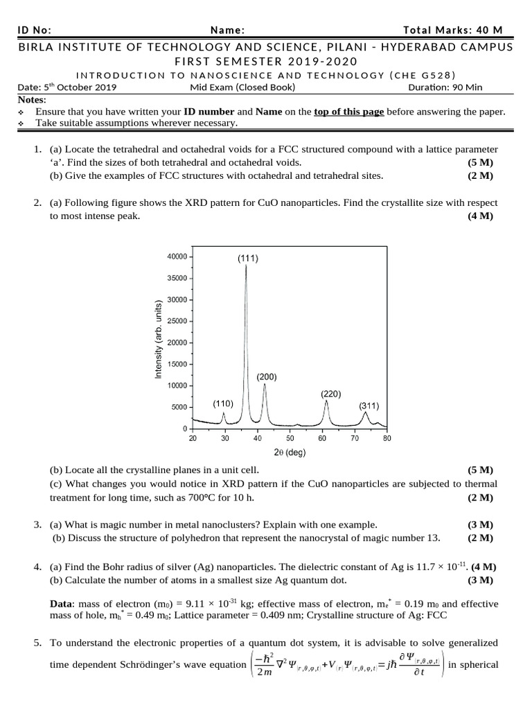 Che G528 QP Mid | PDF | Wave Function | Crystal Structure