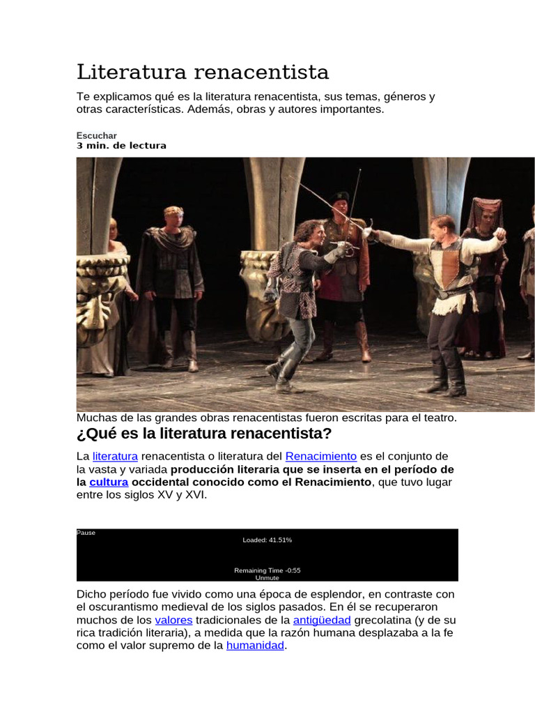 Literatura Renacentista: Temas y Autores | PDF | Literatura ...