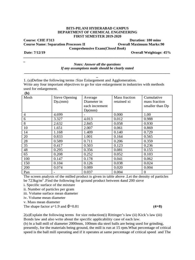 Separation Processes II Exam Paper | PDF | Chromatography | Gases