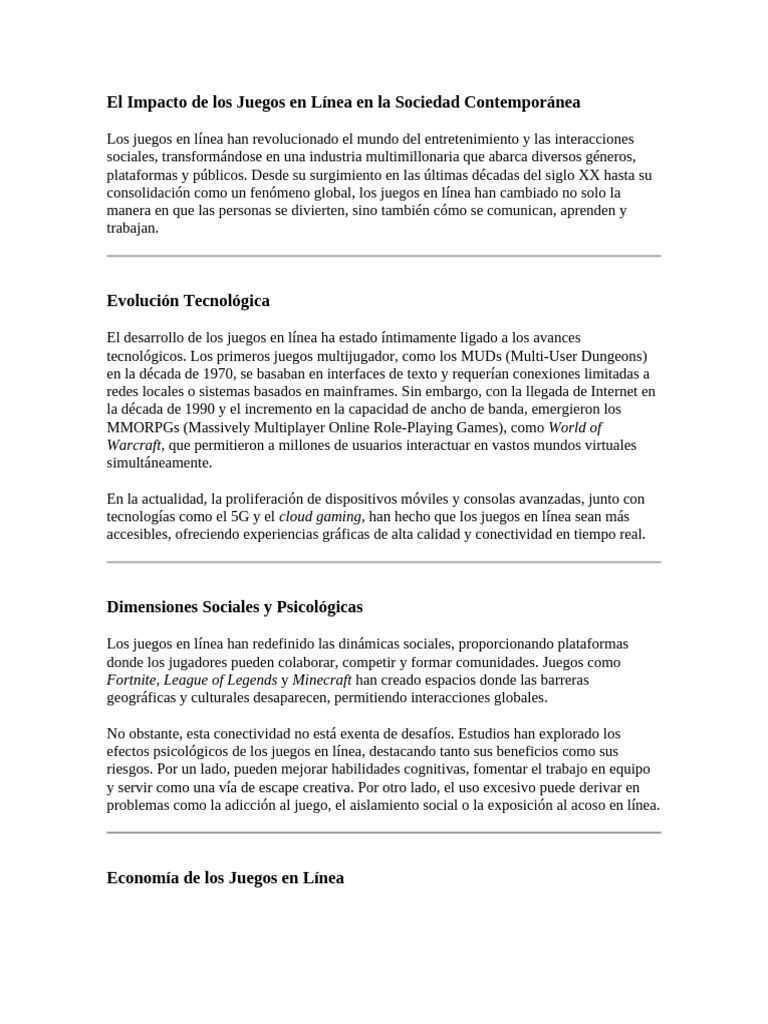 Juegos Online | PDF | Internet | Realidad virtual