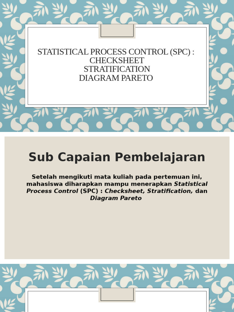 SPC Checksheet Stratifikasi Diagram Pareto | PDF