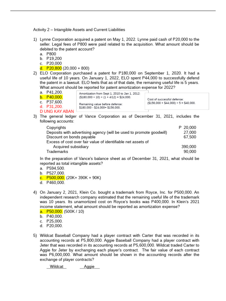Activity 2 | PDF | Book Value | Goodwill (Accounting)