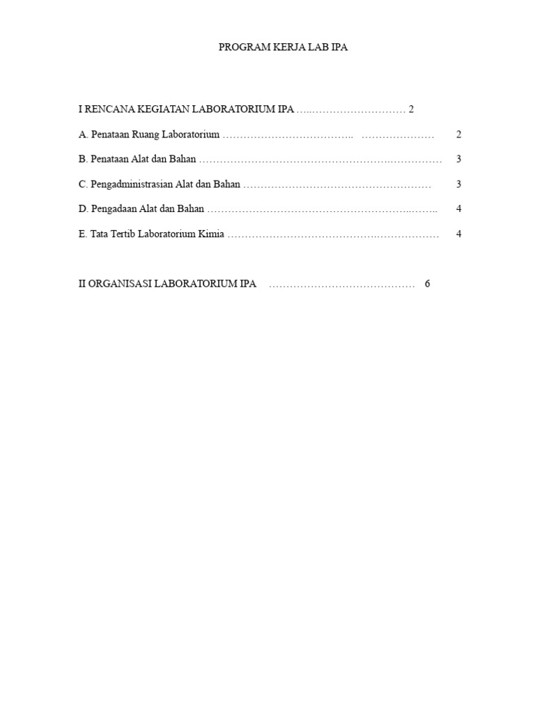 Program Kerja Laboratorium | PDF