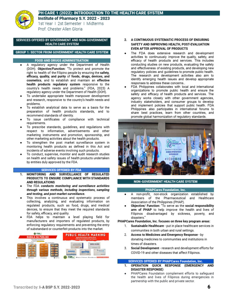 PH CARE 1 TRANSES - Up Until MODULE 2 6 15 | PDF | Food And Drug ...