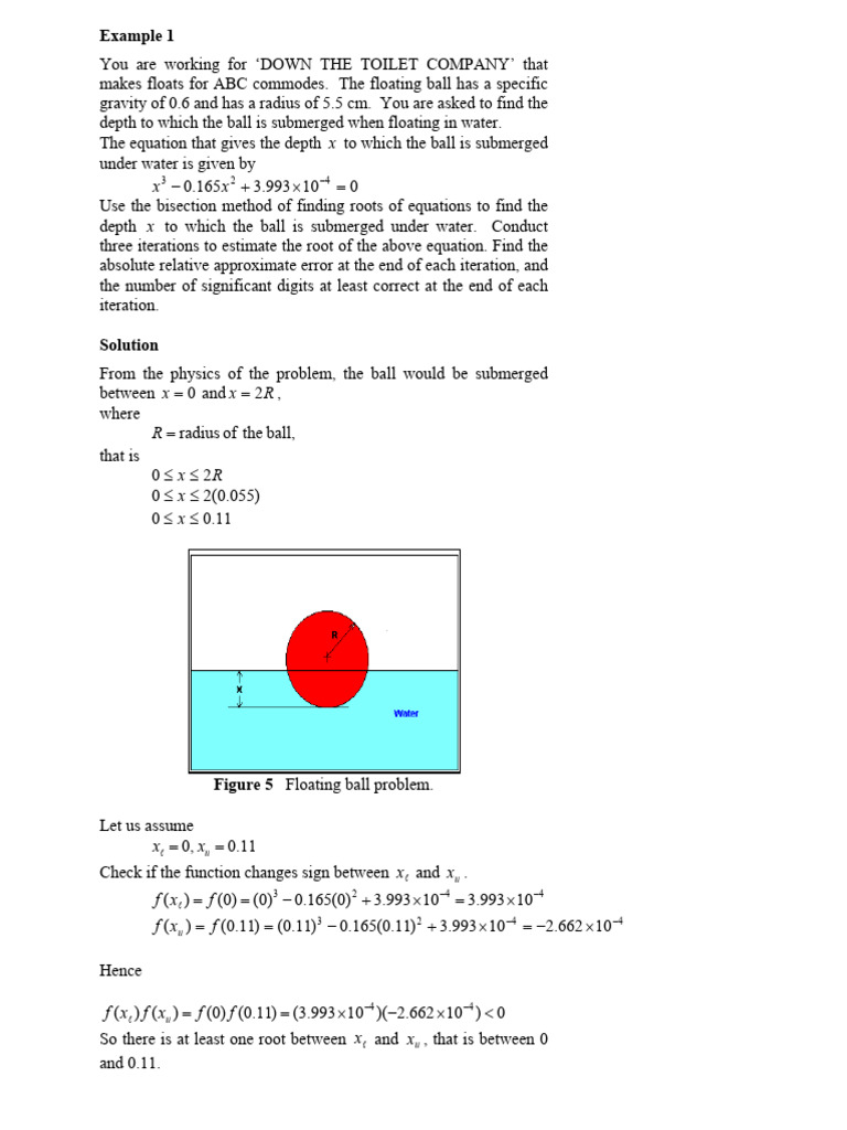 Bisection Method for Float Depth Calculation | PDF | Mathematical ...