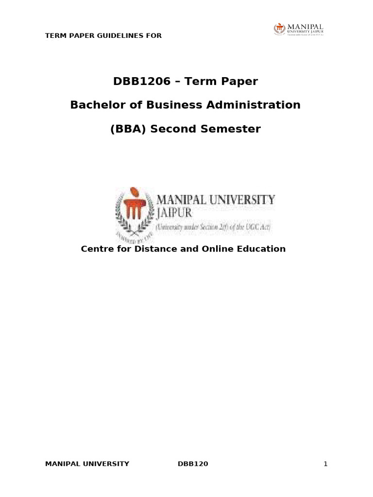 Term Paper (DBB1206) Guidelines For The Learners | PDF | Computer File ...