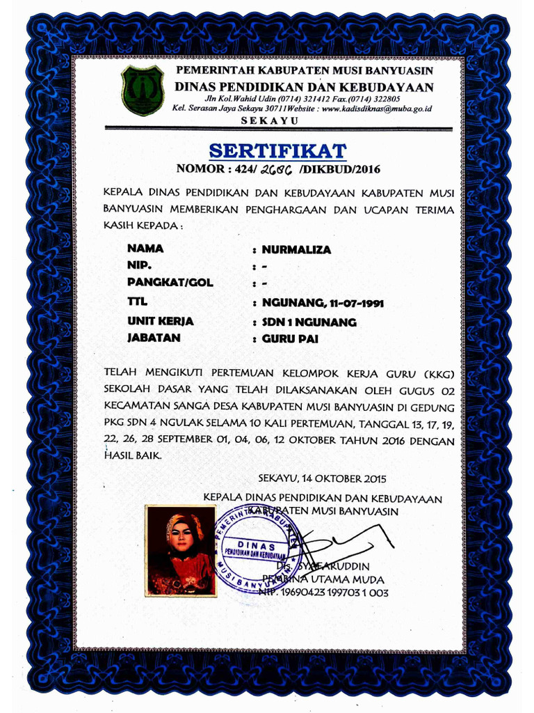 Sertifikat KKG | PDF