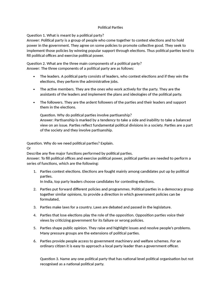 Political Parties | PDF | Political Parties | Elections