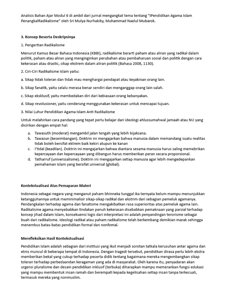 Analisis Bahan Ajar Modul 6 | PDF