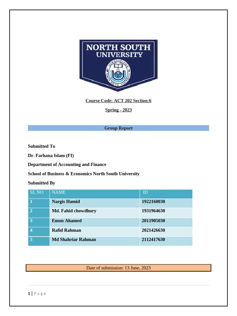 Act202 Report Group 1 | PDF | Expense | Business Economics