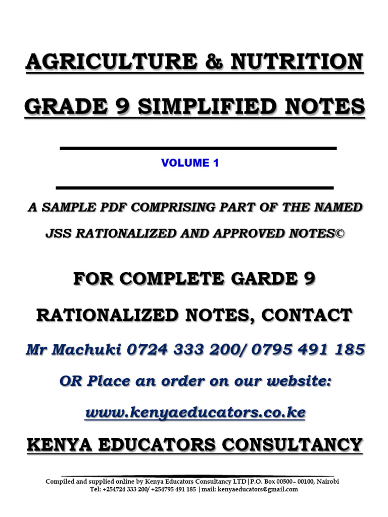 Agric & Nut Grade 9 Simplified Notes | PDF