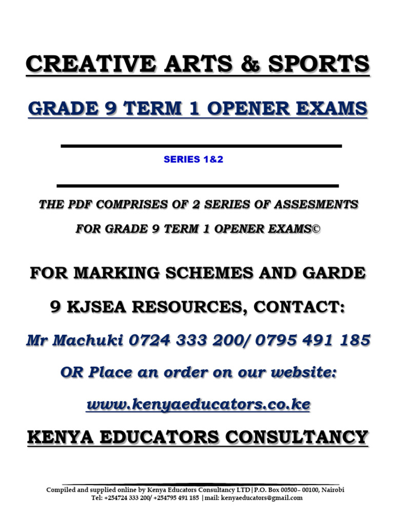 Cas Grade 9 Term 1 Opener Exams s1&2 | PDF