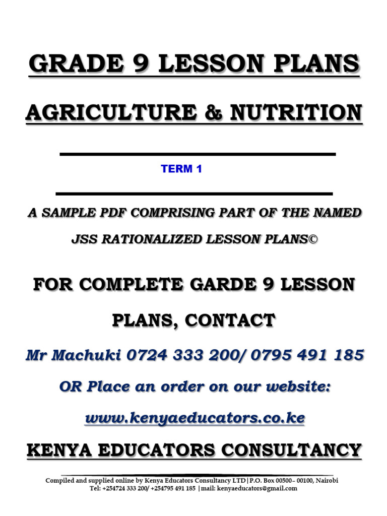 Grade 9 Agriculture Lesson Plans | PDF | Lesson Plan | Learning