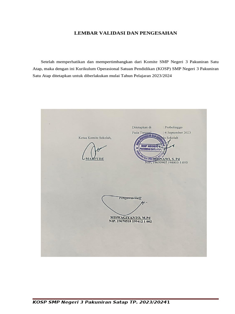 Lembar Validasi Dan Pengesahan, Daftar Isi | PDF