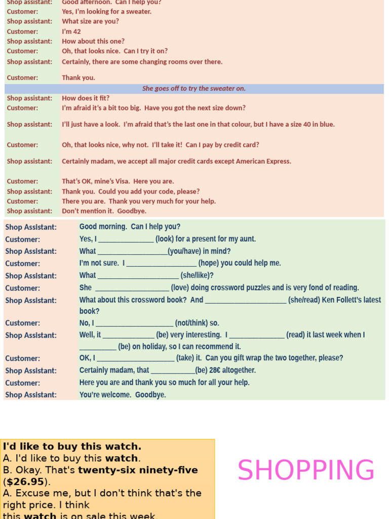 Dialogue To Complete | PDF | Payments