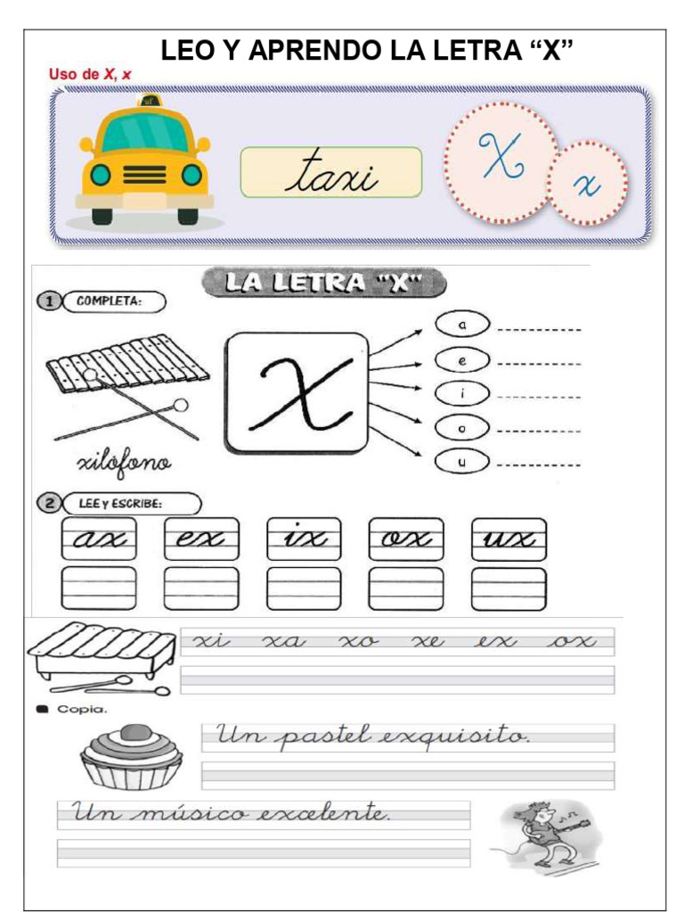 Hojas De Trabajo De La Letra X Para Preescolar