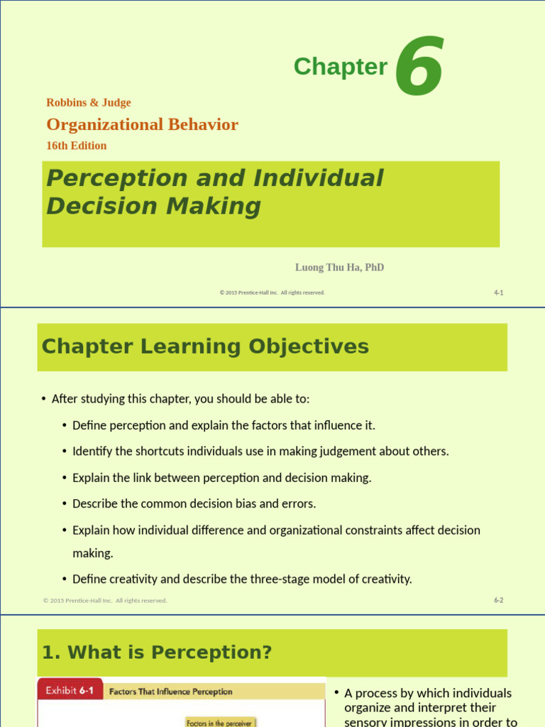Chapter 6 Robbins - Judge OB16th Individual Behavior | PDF | Bias | Decision Making