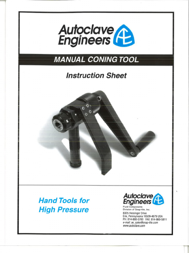 Auto Clave Thread and Cone Machine Manual and MSDS | PDF