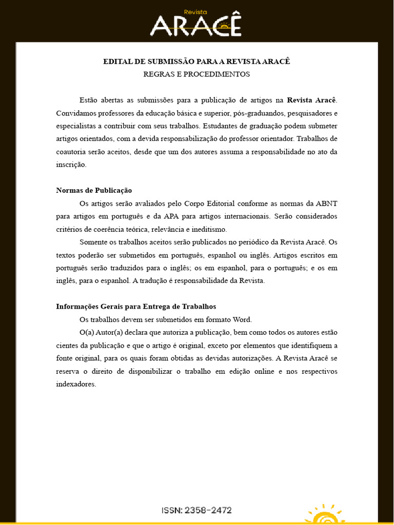 Edital Revista Aracê | PDF | Revisão