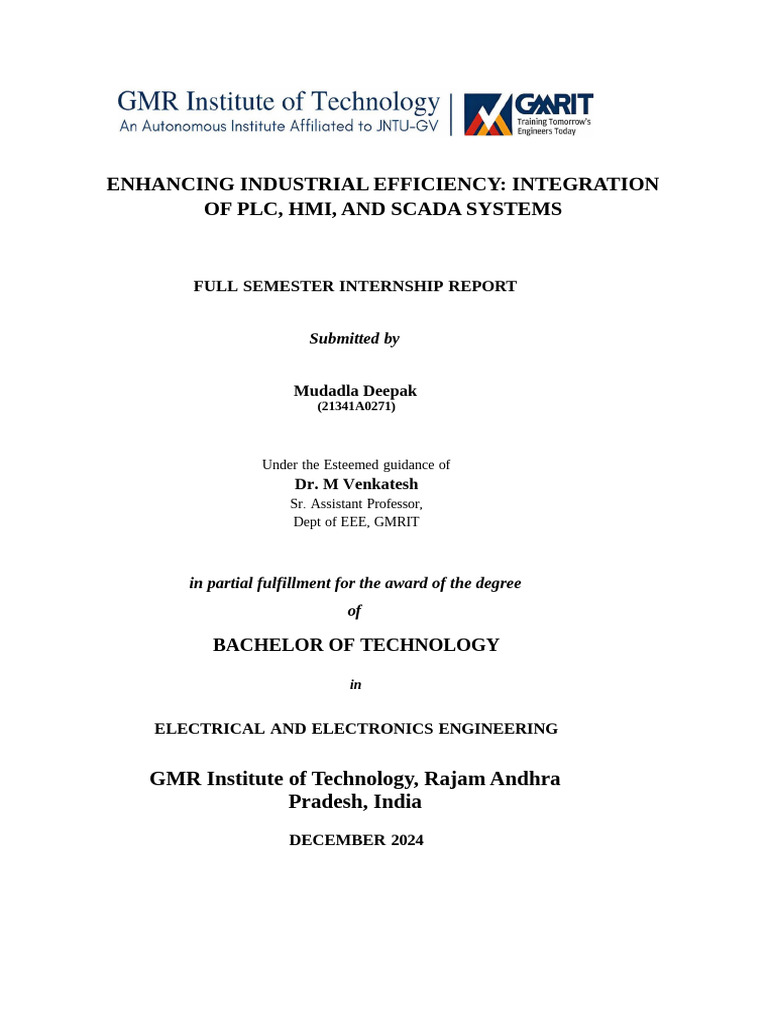Report of Full Semester Internship | PDF | Programmable Logic Controller | Automation