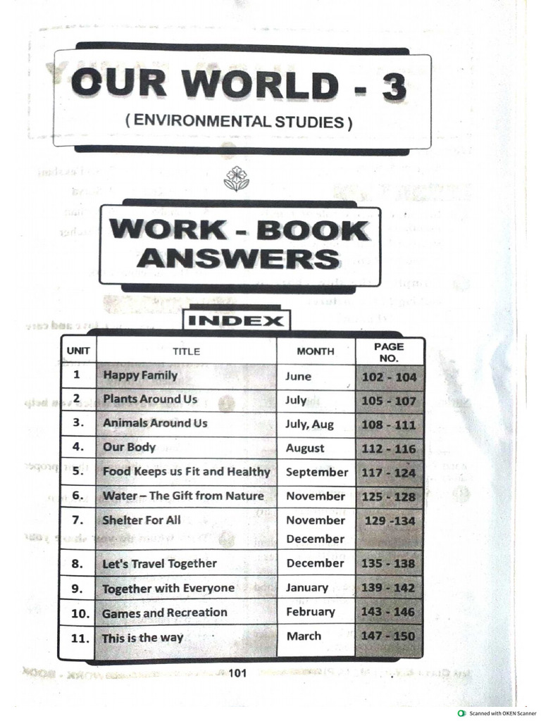 3rd Class EVS Workbook Answers | PDF