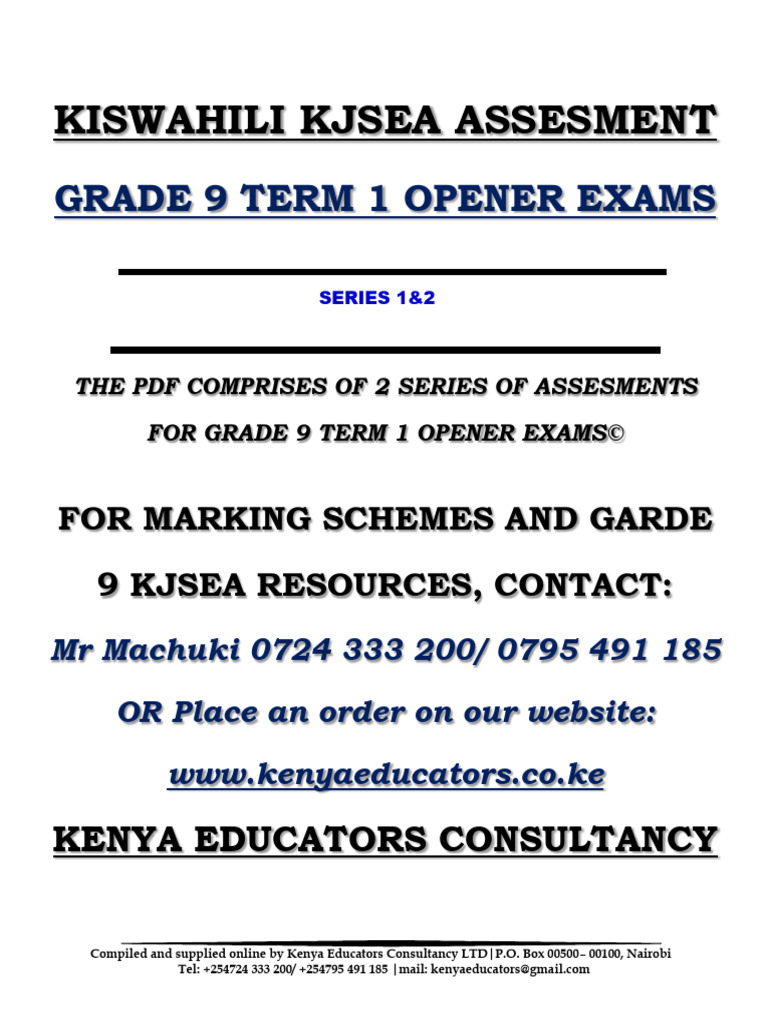 Kis Grade 9 Term 1 Opener Exams S1&2 | PDF
