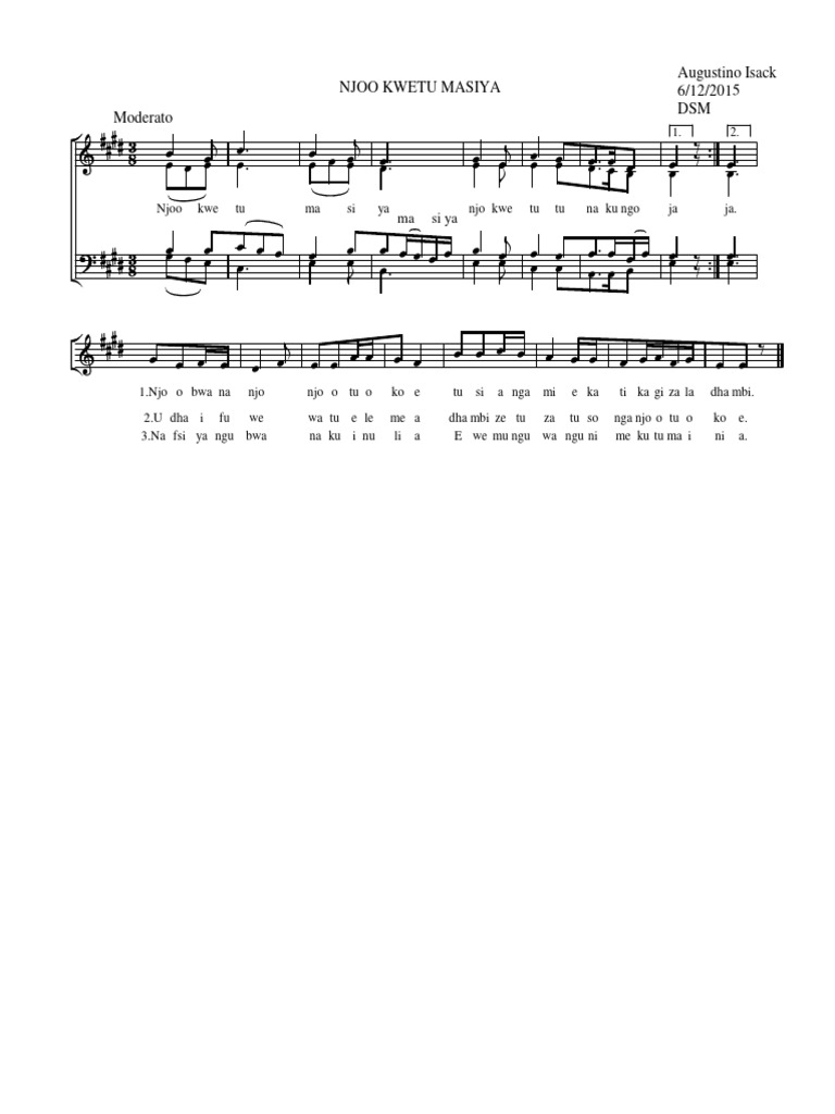 A1fca Njoo Kwetu Masiya | PDF