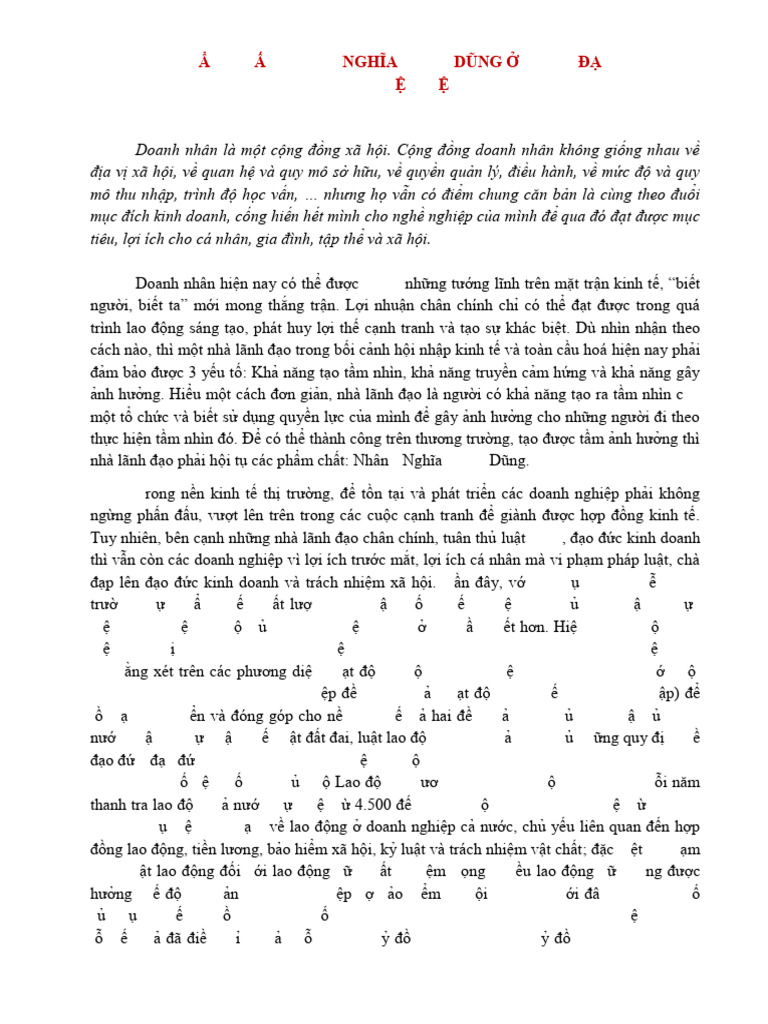 Vi Tien Cuong - Pham Chat Nhan - Nghia - Tri - Dung o Nguoi Lanh Dao DN Viet Nam | PDF