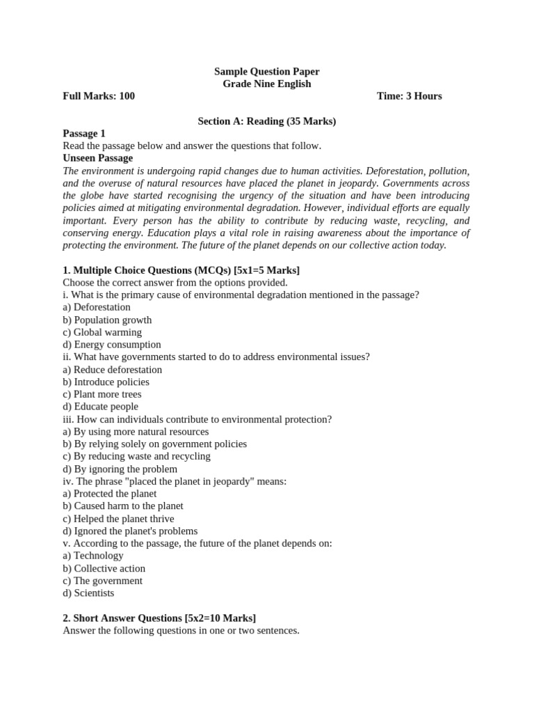 Sample Question-3 | PDF | Disciplines | Environmental Protection Sample Question-3 | PDF | Disciplines | Environmental Protection